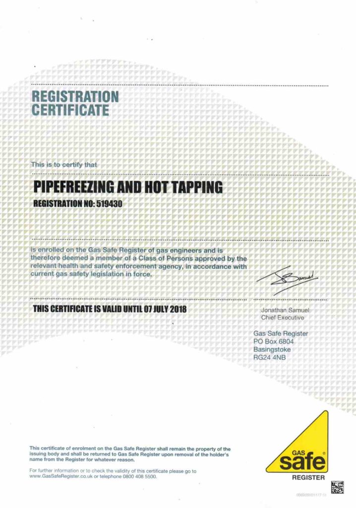 Gas Safe Certificate 2018 - PHL